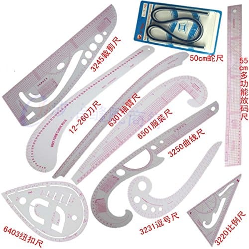 10 Stlye Fashion Ruler Set PGM Vary Form Curve French Curve Pattern ...