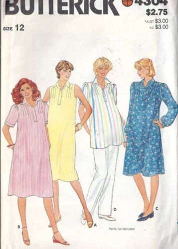 Butterick 4304 Sewing Pattern For tucked Upper Bodice Maternity Dress ...